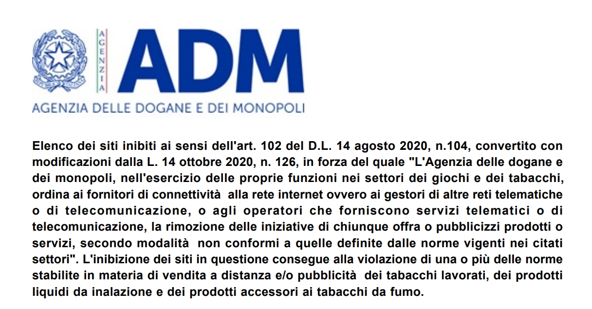 Italy Customs Monopolies Agency Blocks 934 Illegal E-Cig Sites - Ecigator